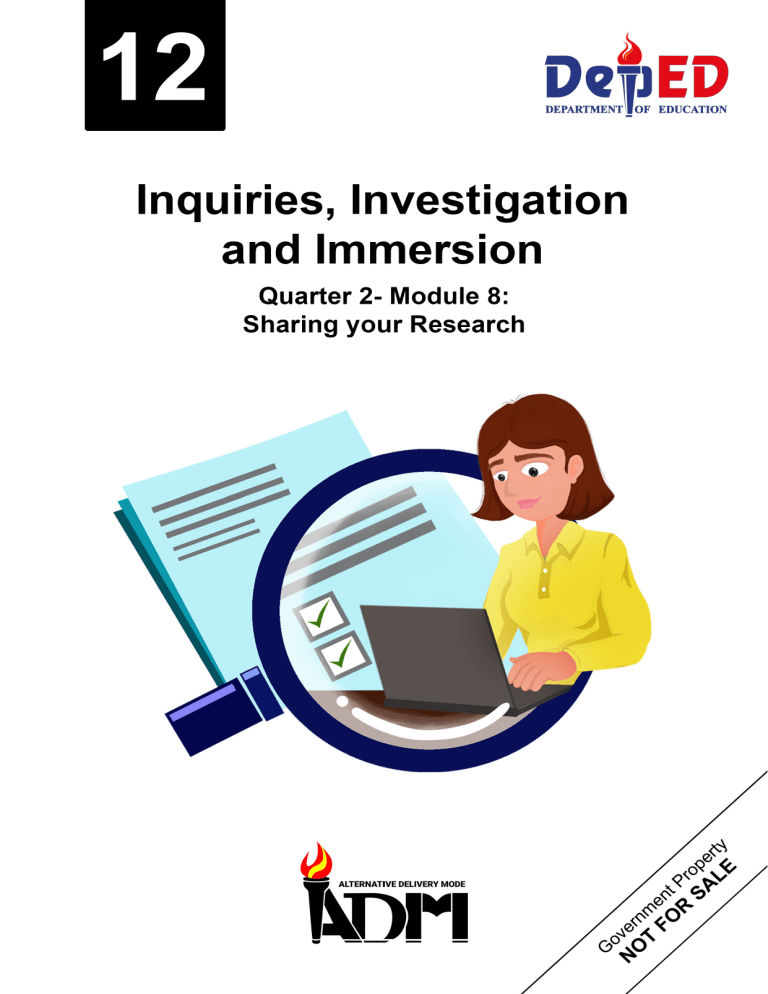 Grade 12 Research Module: Sharing Your Research