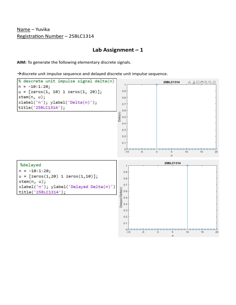Lab Assignment 1: Discrete Signals Generation