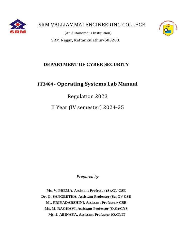Operating Systems Lab Manual IT3464