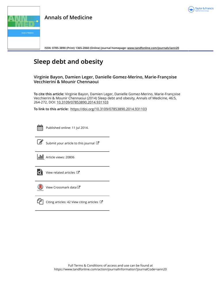 Sleep Debt and Obesity: Research Article