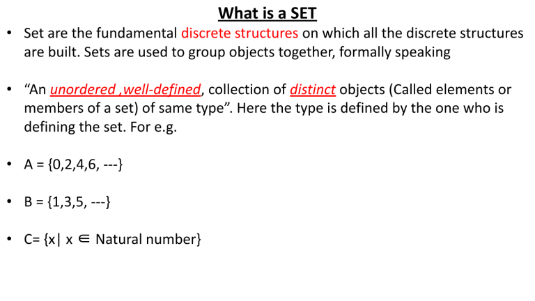 What is a SET: Definition and Representation