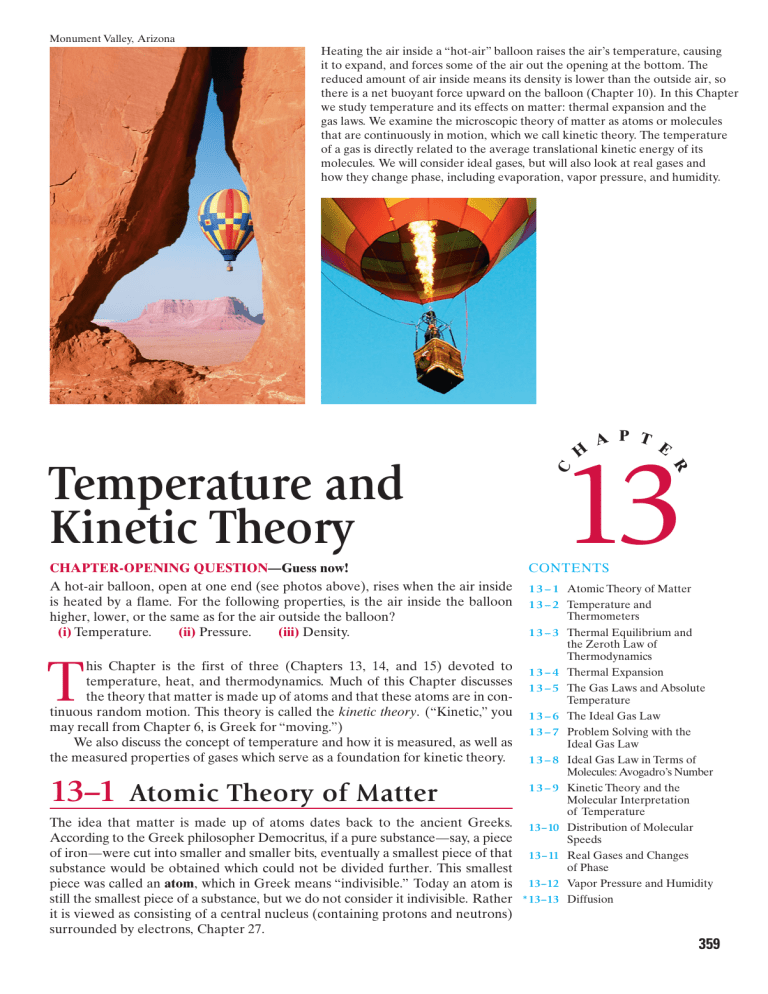 Chapter 13: Temperature and Kinetic Theory Physics Textbook