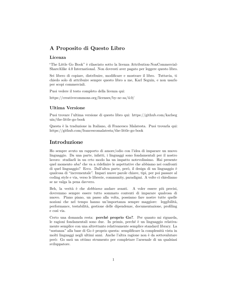 The Little Go Book: Guida al Linguaggio Go