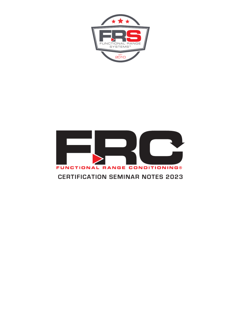 FRC Certification Seminar Notes 2023: Functional Range Conditioning