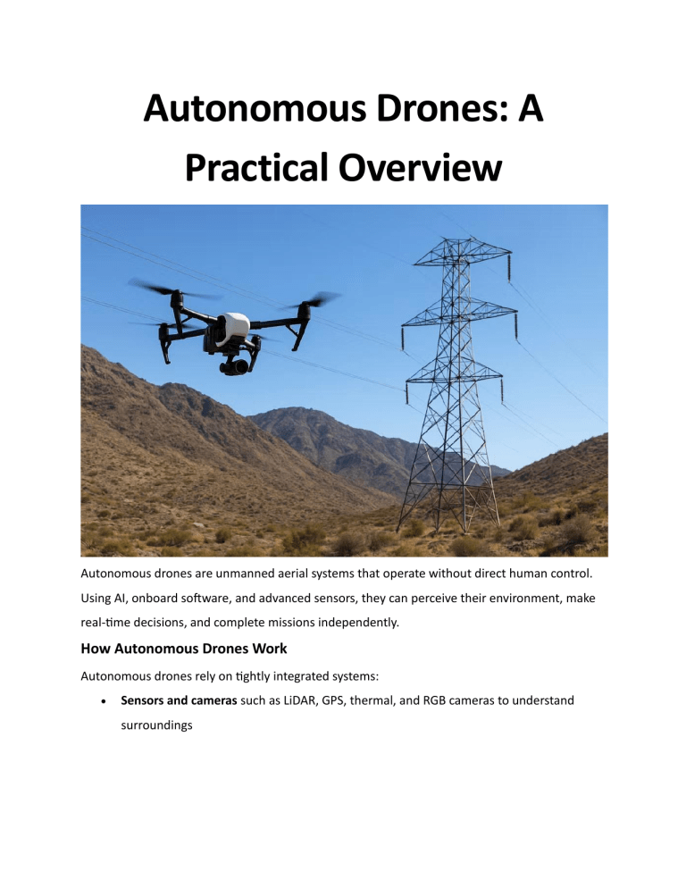 Autonomous Drones: Practical Overview & Applications