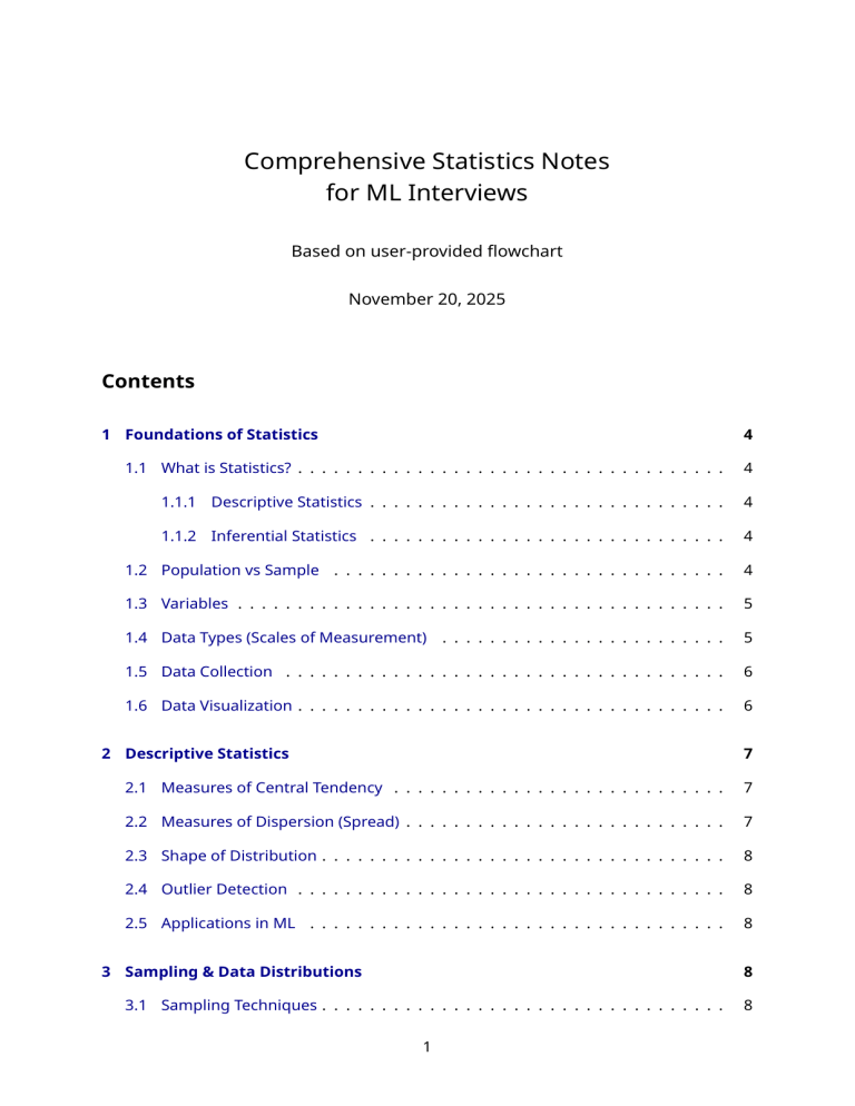 Comprehensive Statistics Notes for ML Interviews