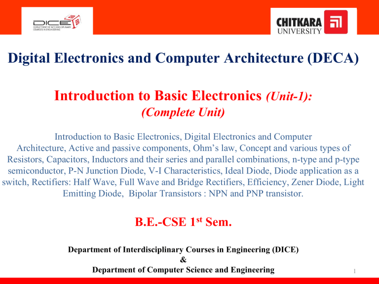 Digital Electronics and Computer Architecture DECA Unit 1