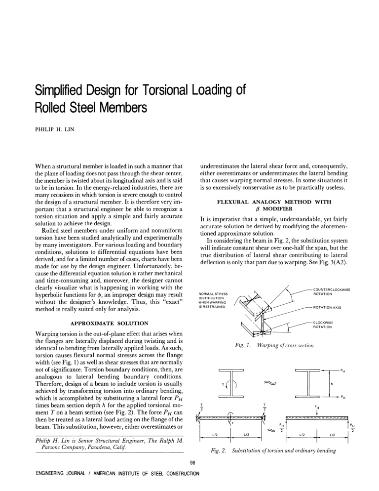 Simplified Design for Torsional Loading of Rolled Steel Members