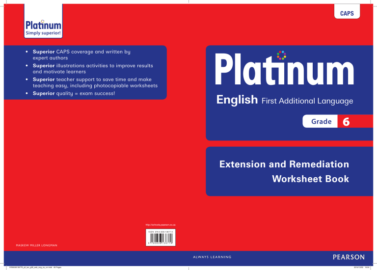 Grade 6 English FAL Worksheet Book - Platinum