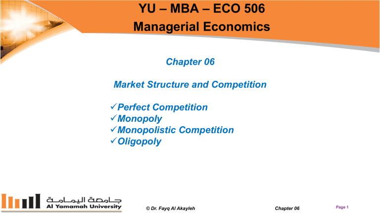 Managerial Economics Chapter 06: Market Structure and Competition