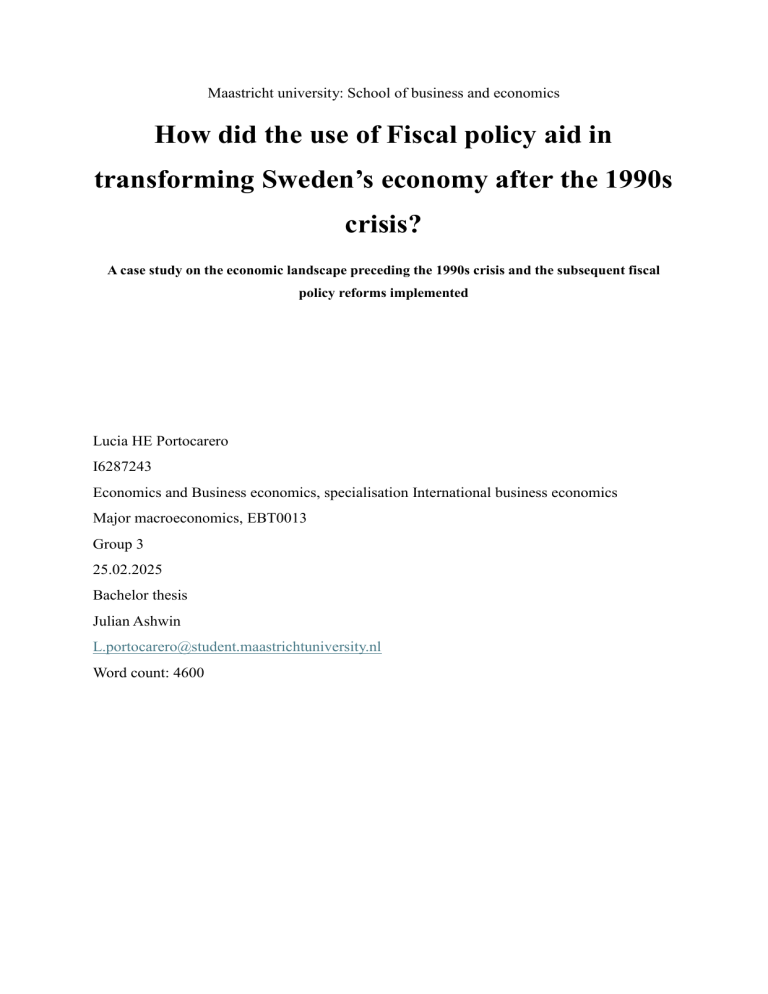 Fiscal Policy in Sweden's 1990s Economic Recovery