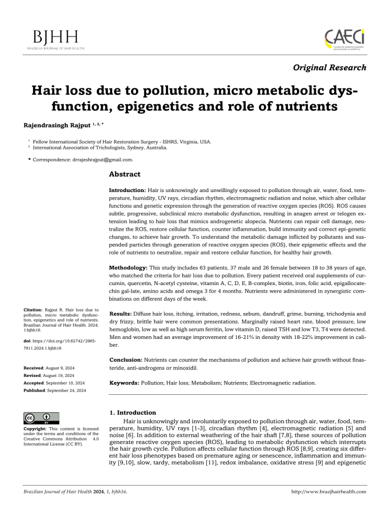 Hair Loss Due to Pollution: Nutrients' Role in Restoration
