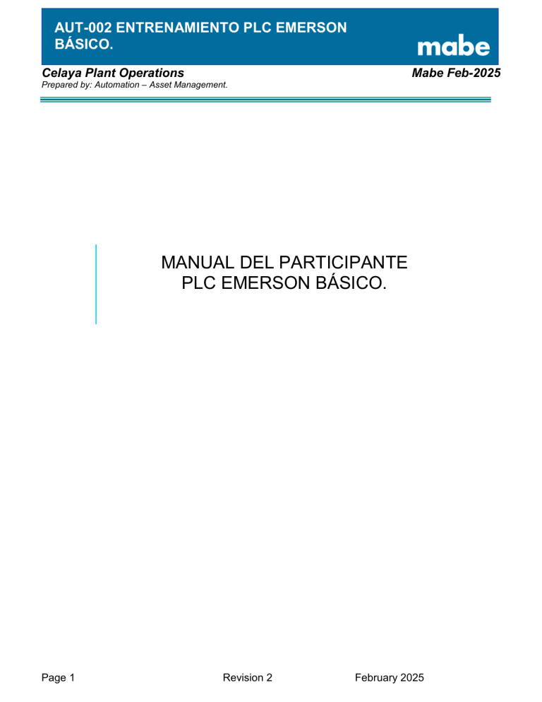 Manual Básico de Entrenamiento PLC Emerson