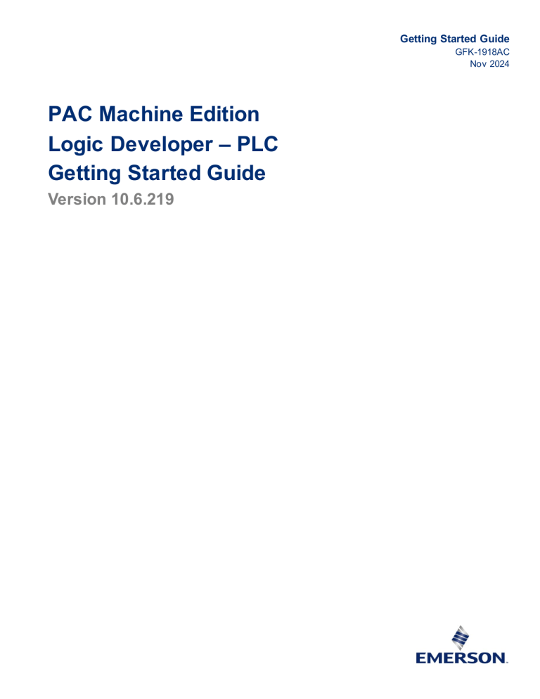 PAC Machine Edition Logic Developer PLC Getting Started Guide