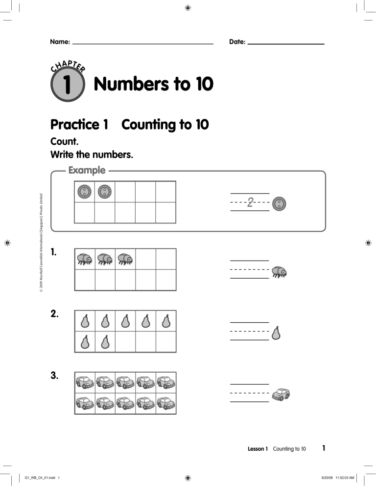Numbers to 10 Workbook Page