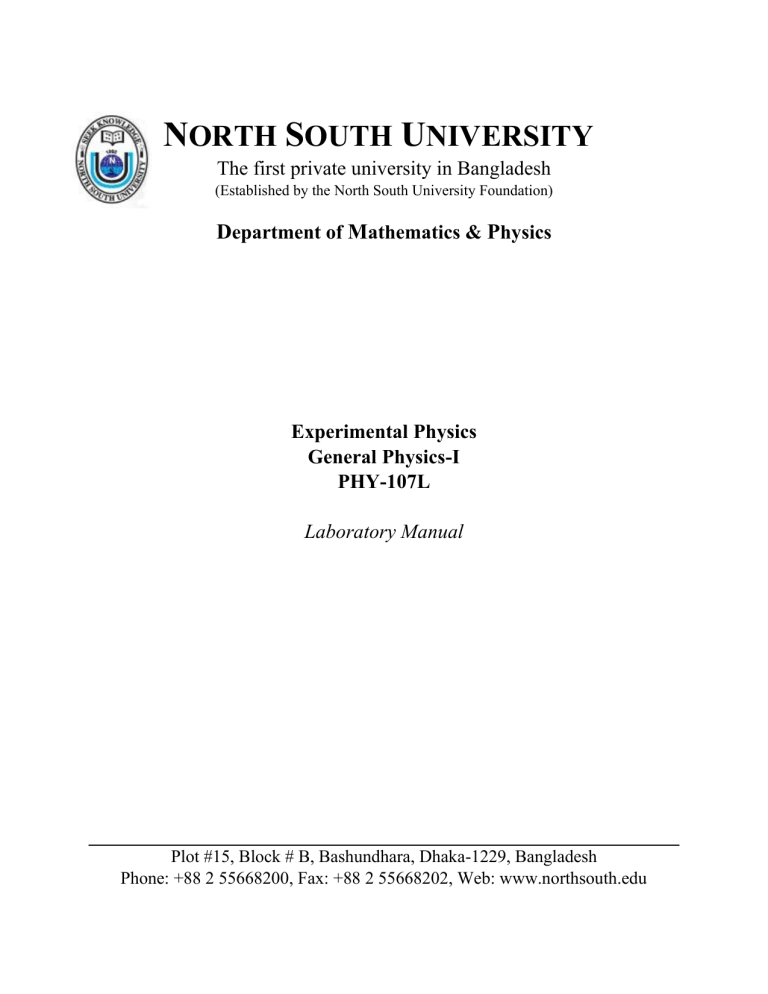 North South University PHY-107L Experimental Physics Lab Manual