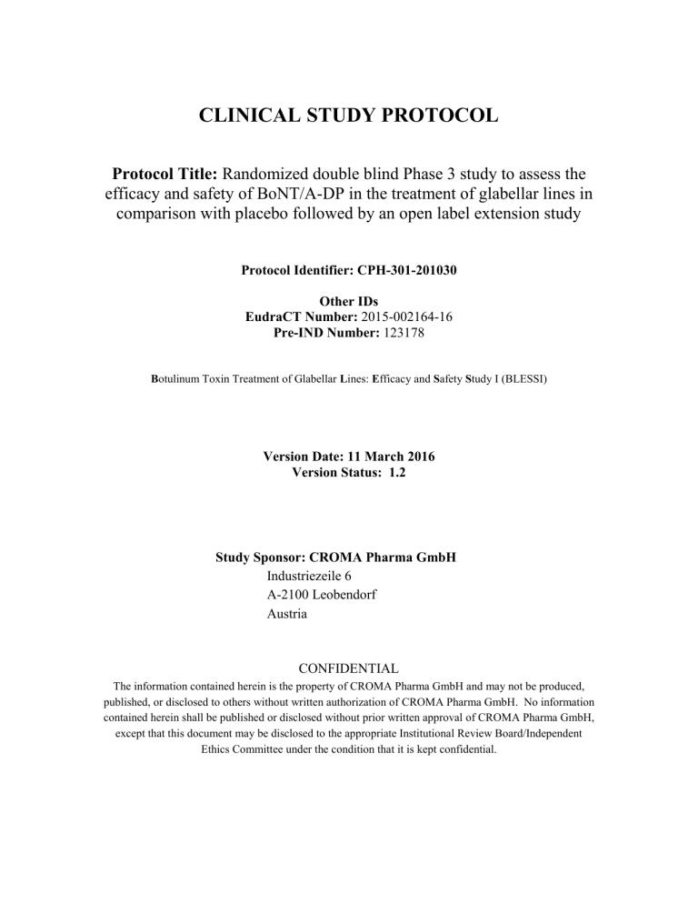 Clinical Study Protocol: BoNT/A-DP for Glabellar Lines
