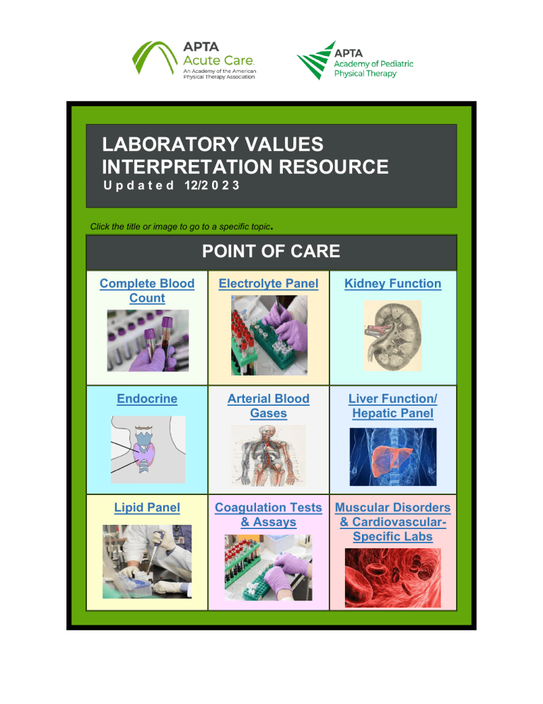 Laboratory Values Interpretation Resource 2023