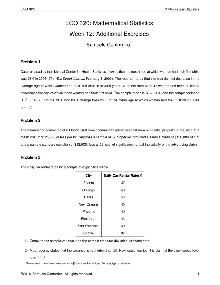 ECO 320 Mathematical Statistics Week 12 Exercises