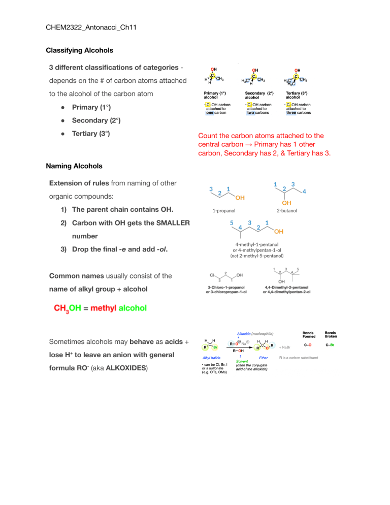 Classifying Alcohols: Primary, Secondary, Tertiary