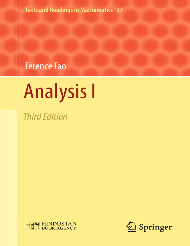 Analysis I by Terence Tao - Mathematical Analysis Textbook