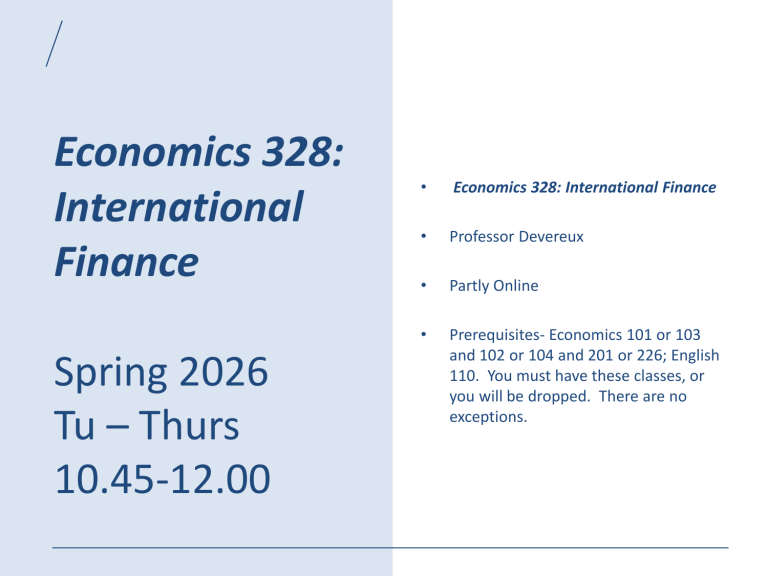 Economics 328: International Finance Syllabus