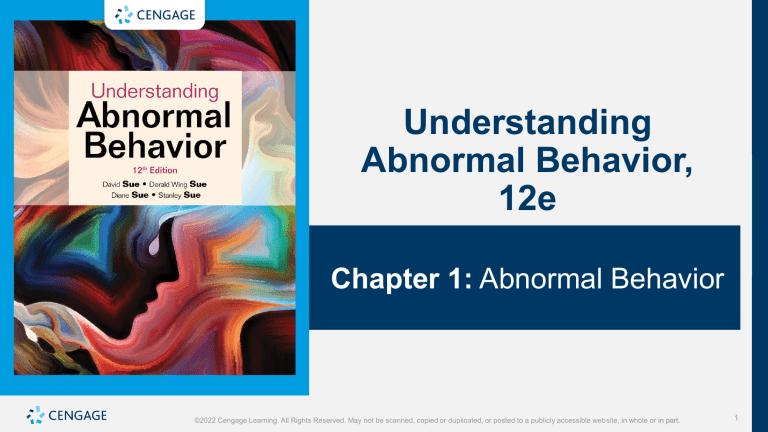Understanding Abnormal Behavior 12e Chapter 1