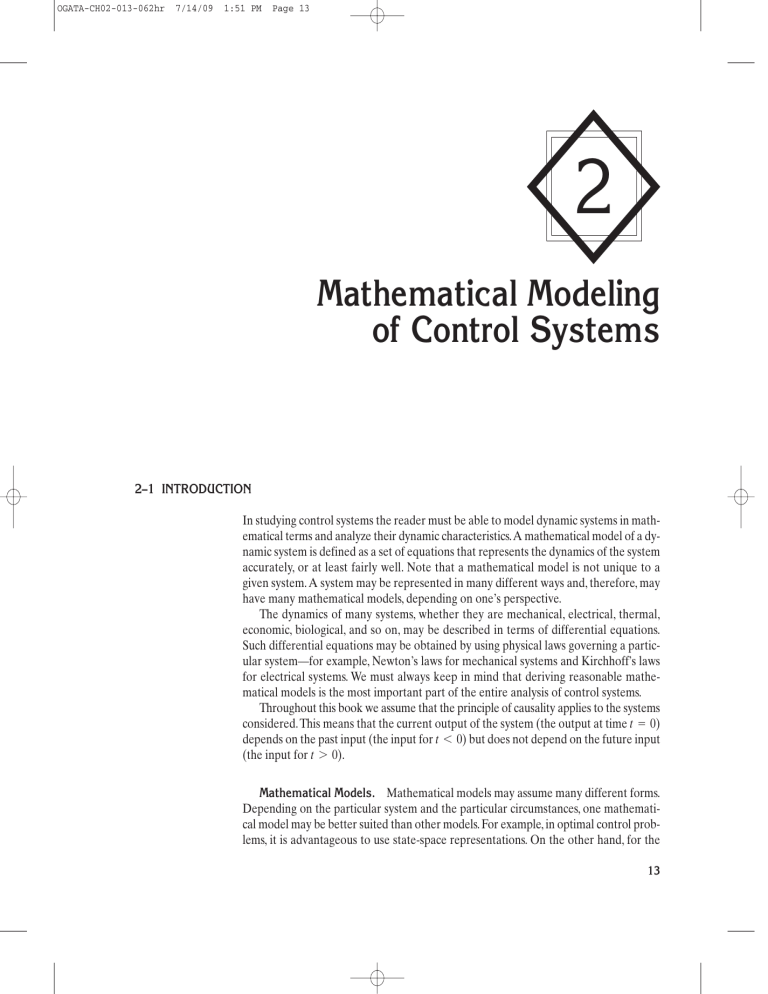 Mathematical Modeling of Control Systems Chapter 2
