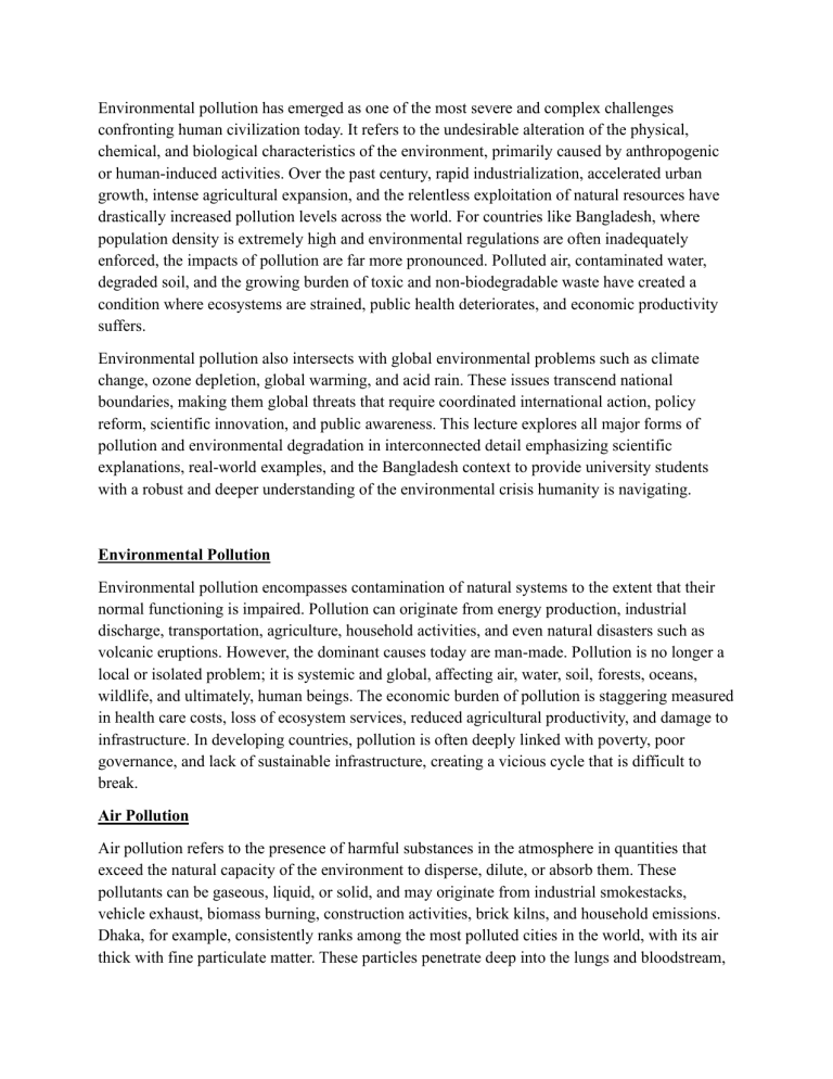 Environmental Pollution Lecture Notes