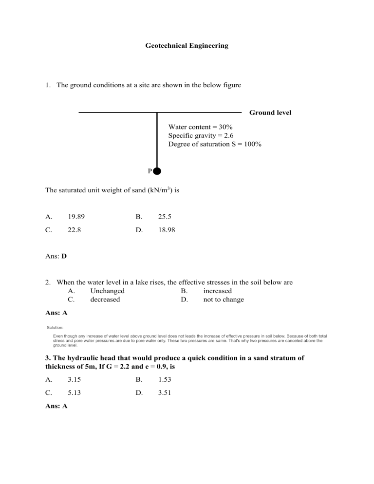 Geotechnical Engineering MCQs