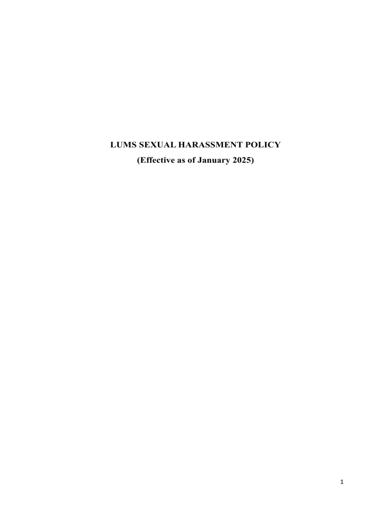 LUMS Sexual Harassment Policy (Jan 2025)