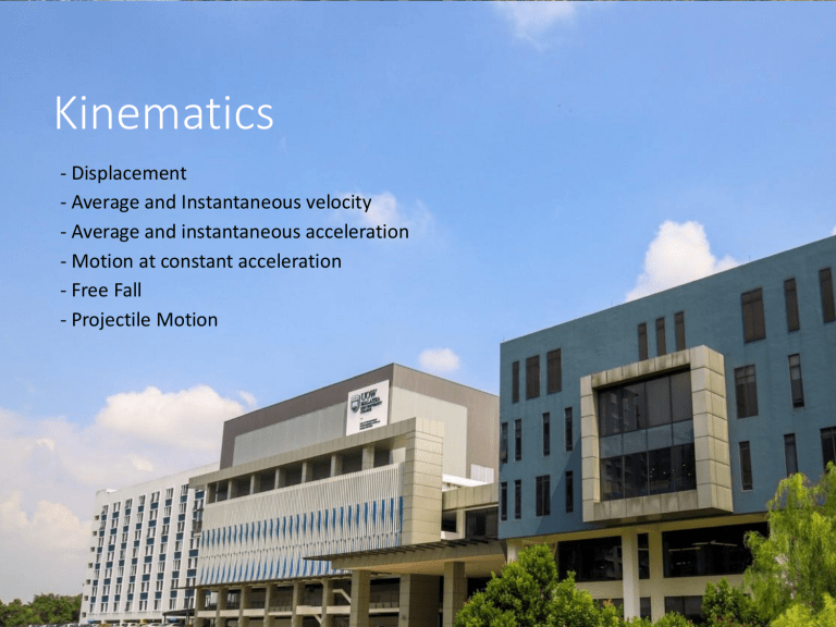 Kinematics Physics Textbook: Displacement, Velocity, Acceleration