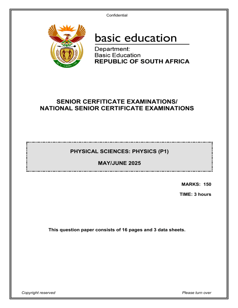 2025 NSC Physical Sciences Physics P1 Exam Paper