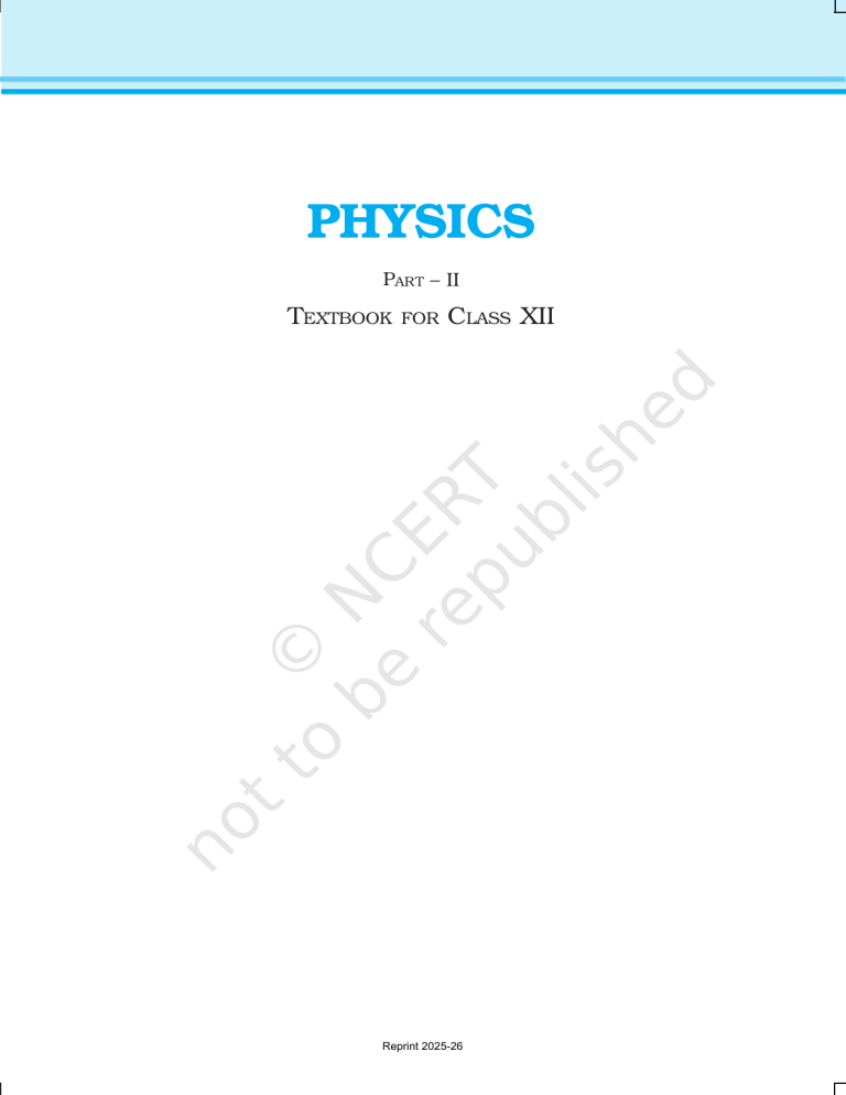 NCERT Physics Part 2 Textbook for Class 12