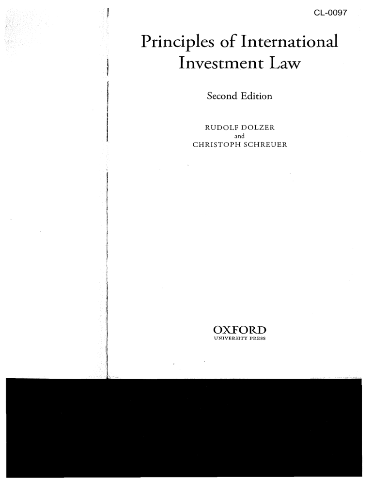 Principles of International Investment Law Textbook