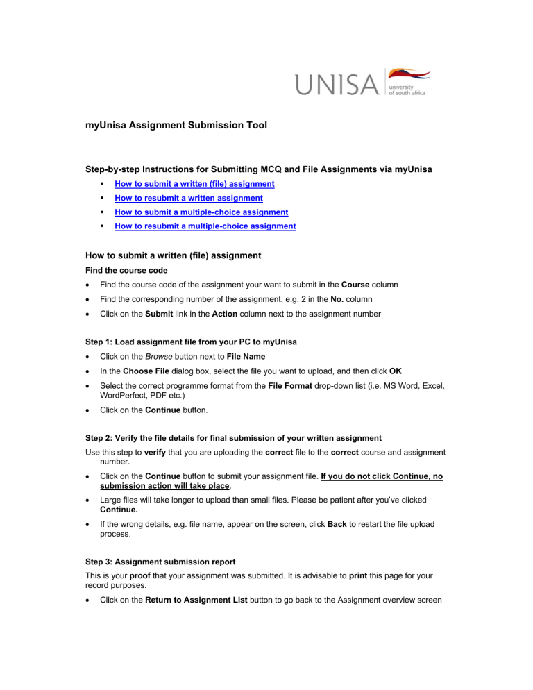 myUnisa Assignment Submission Tool: Step-by-Step Guide