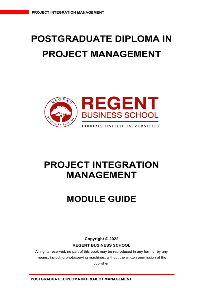 Project Integration Management Module Guide - Postgraduate Diploma