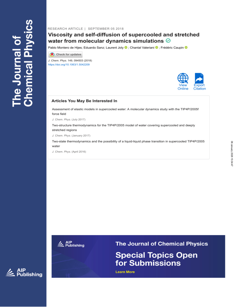 Viscosity and Self-Diffusion of Supercooled Water: MD Simulations