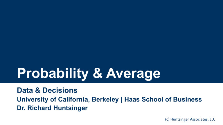 Probability & Average: Data & Decisions Course Notes