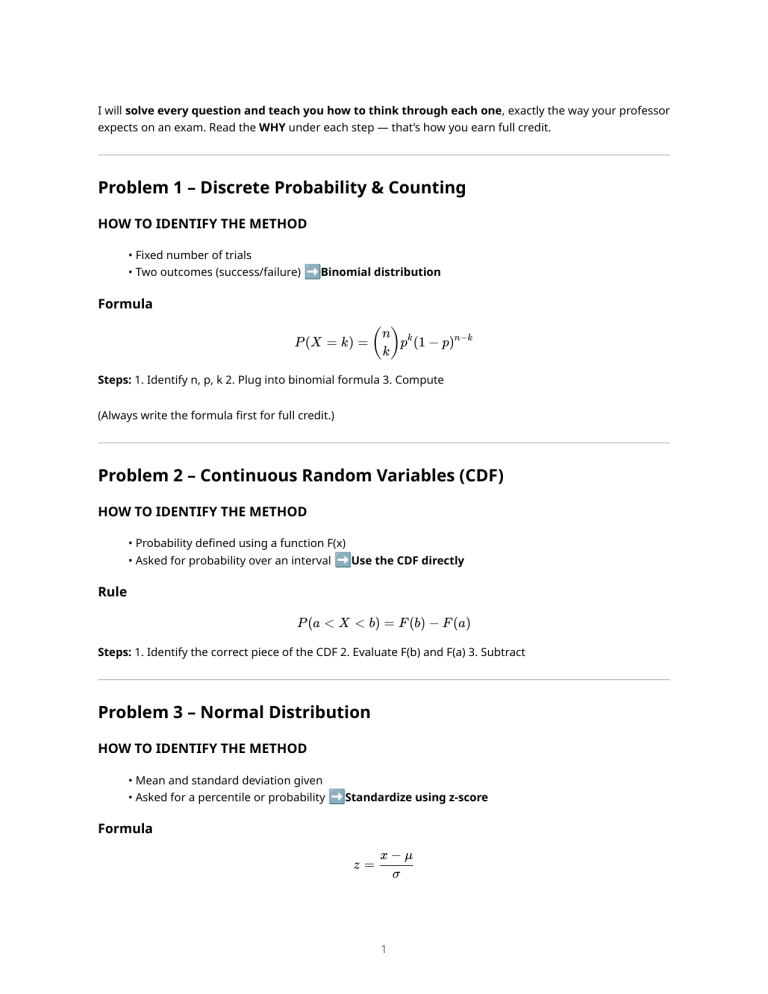 Math 333 Final Exam Study Guide: Probability & Statistics