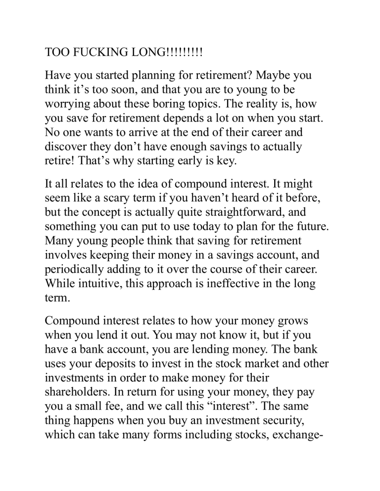 Retirement Planning: The Power of Compound Interest