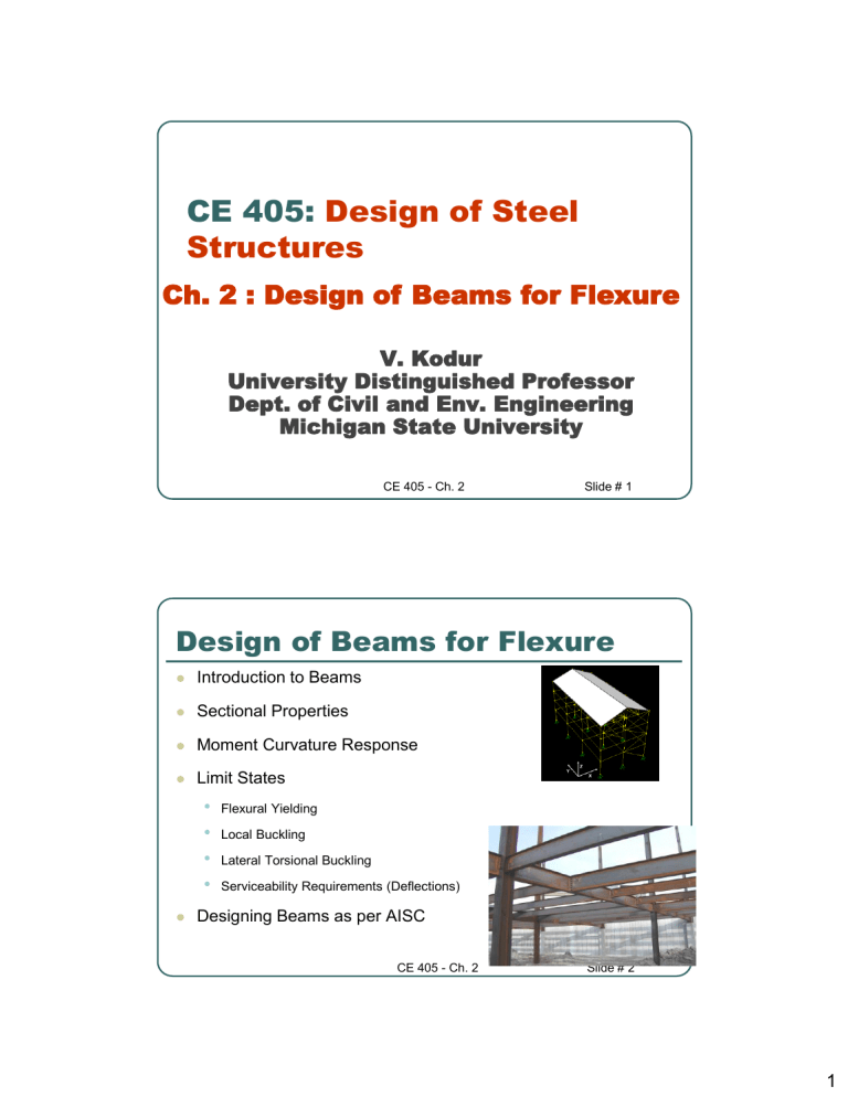 Design of Beams for Flexure - Steel Structures Course