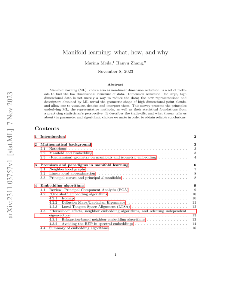 Manifold Learning: What, How, and Why