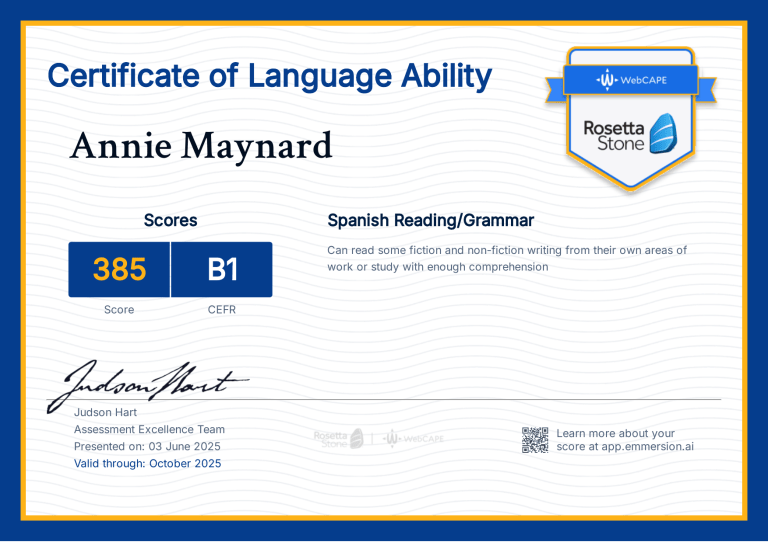Spanish Language Ability Certificate B1 Level