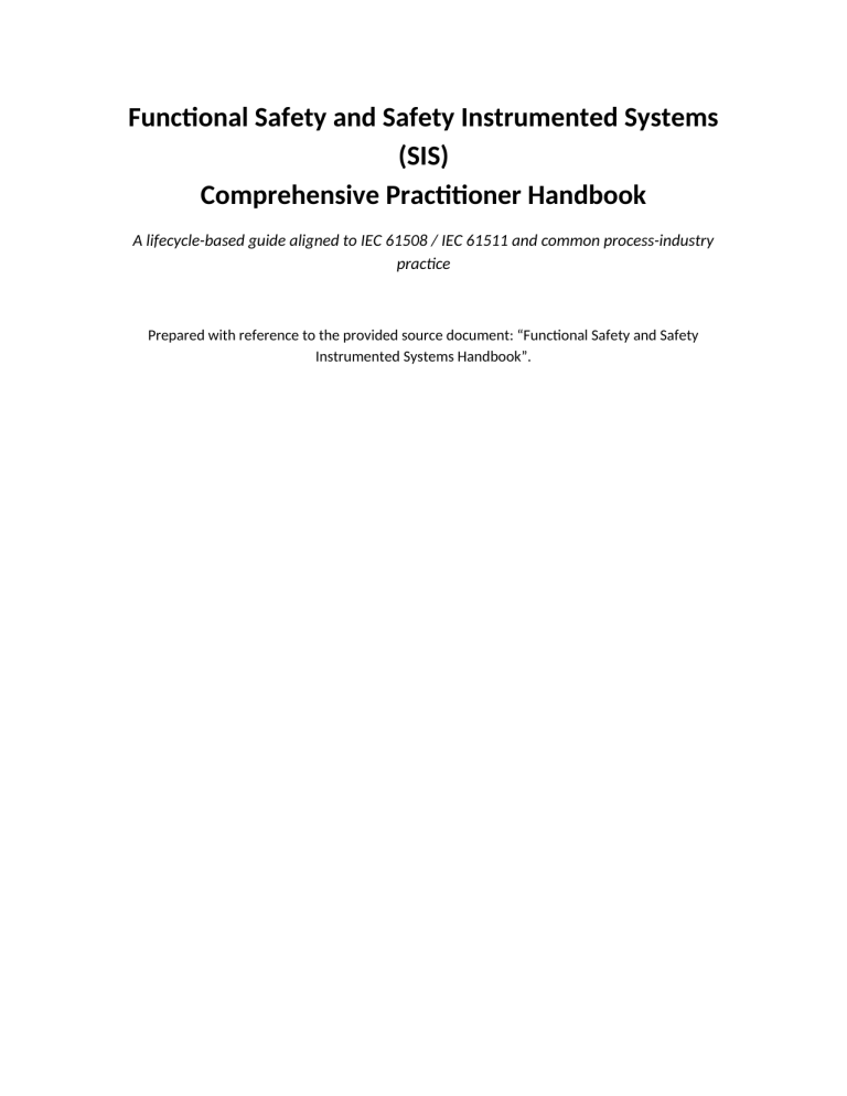 Functional Safety & SIS Practitioner Handbook