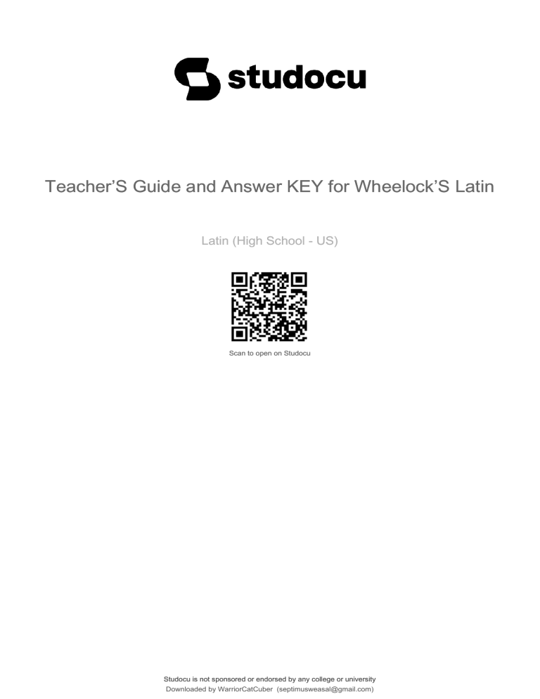Teacher's Guide & Answer Key for Wheelock's Latin