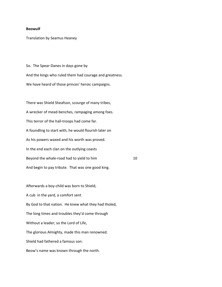 Beowulf Translation by Seamus Heaney
