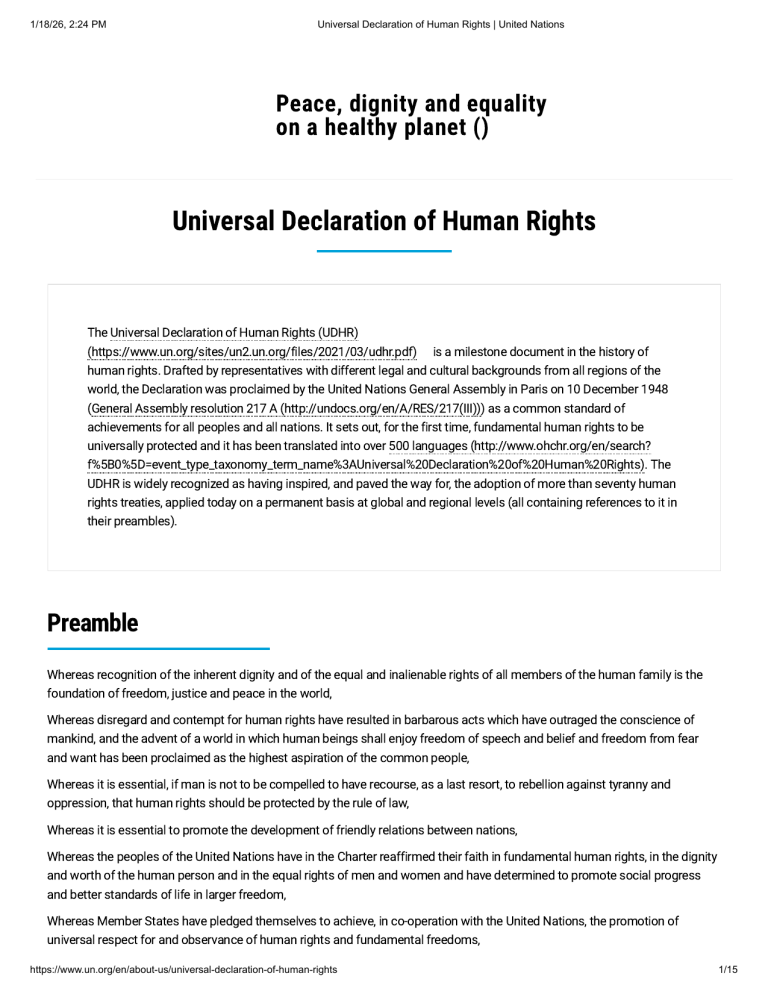 Universal Declaration of Human Rights | UN