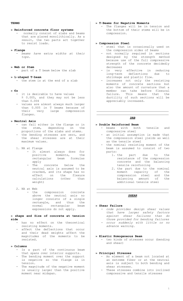Reinforced Concrete Design: T-Beams, Shear, Torsion