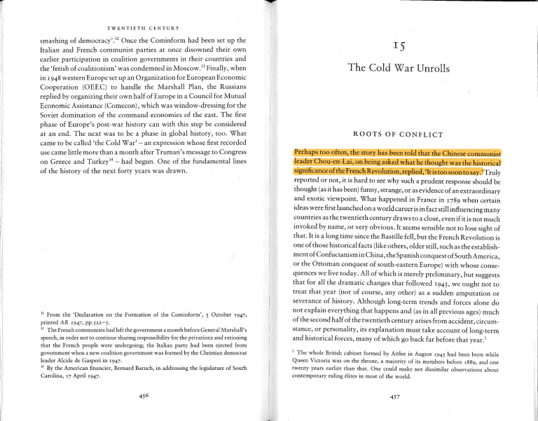The Cold War Unrolls: 20th Century History Textbook